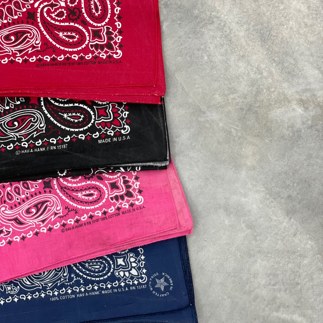 WASHED & IRONED Made In USA Bandana Handkerchief Key Paisley ...