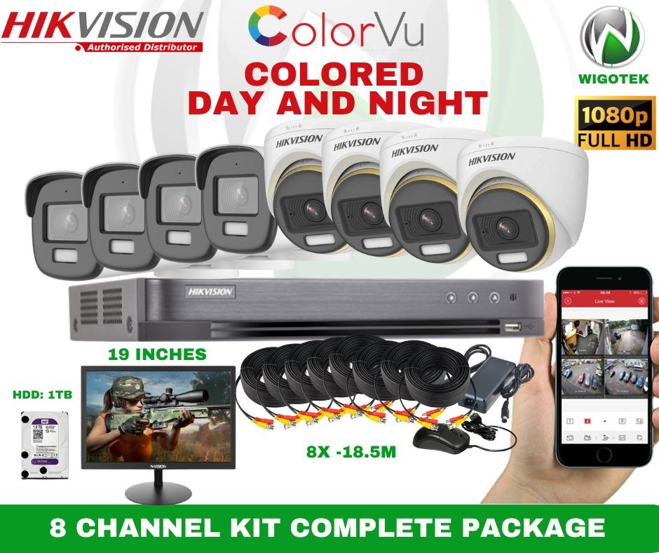 8 CHANNEL HIKVISION CCTV CAMERA COLORED/BASIC/IP/ANALOG | 1 YEAR ...