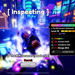 Anime Defenders almighty sss GOJO , The Rift Sorcerer, Video Gaming ...