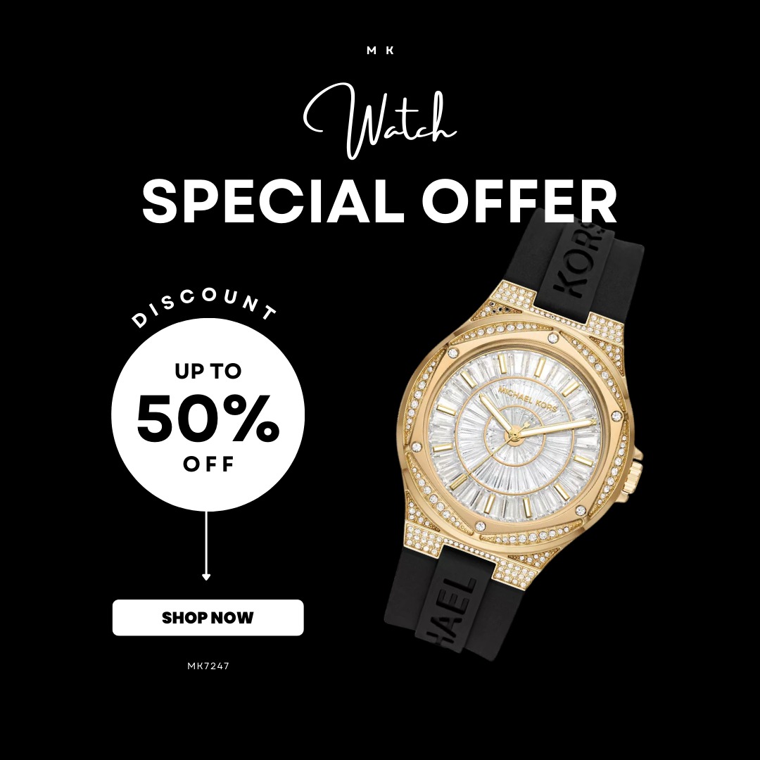 [Authentic]Michael Kors Lennox Crystal Blalck Silicon Women's Watch ...