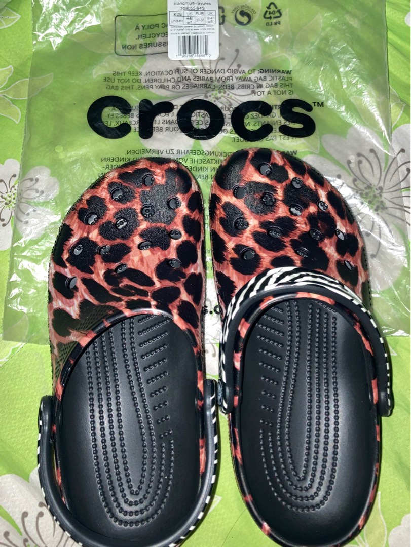 Brand New CROCS Classic Leopard Zebra Animal Remix Clog Black Noir ...