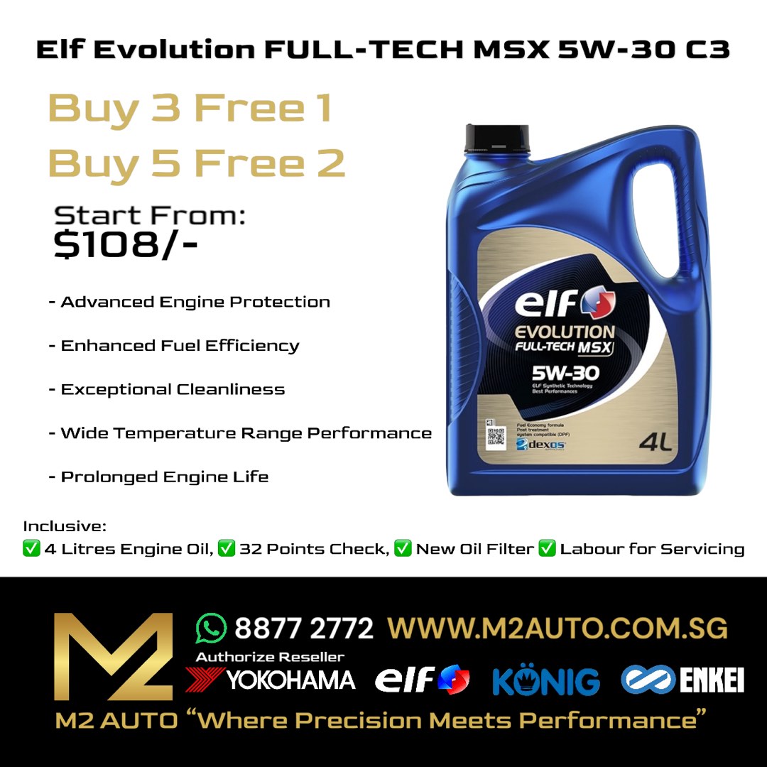 Elf Evolution FULL-TECH MSX 5W-30 C3 Servicing Package, Car Accessories ...