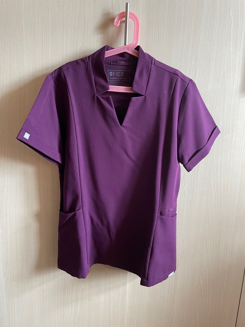 FIGS Deep Purple Inala Top XS + Kade Cargo S Petite, Women's Fashion ...