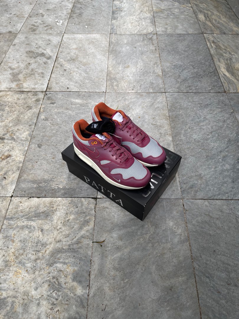 NIKE AIR MAX 1 “PATTA WAVES RUSH MAROON (WITH BRACELET)”, Men's Fashion ...