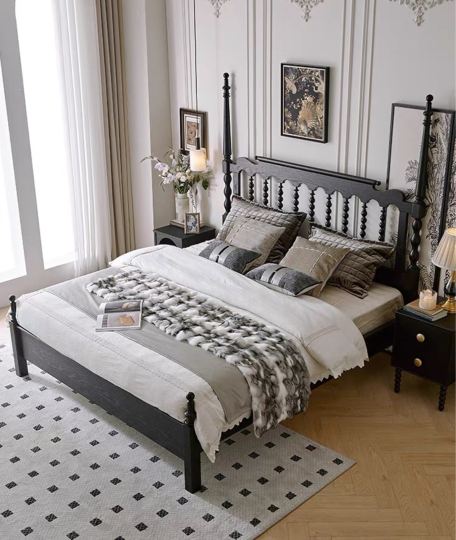 ODIN Mid-Century Solid Wood Bedframe, Furniture & Home Living ...