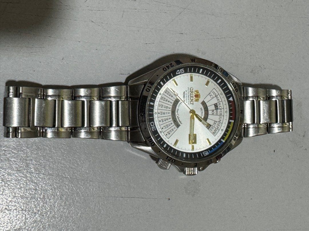 Orient Multi -Year Calendar White Dial Automatic Watch, Men's Fashion ...