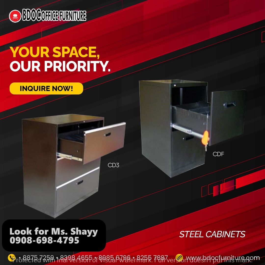 Reception Counter Desk / Vertical Cabinet with Vault / Visitor Chair ...