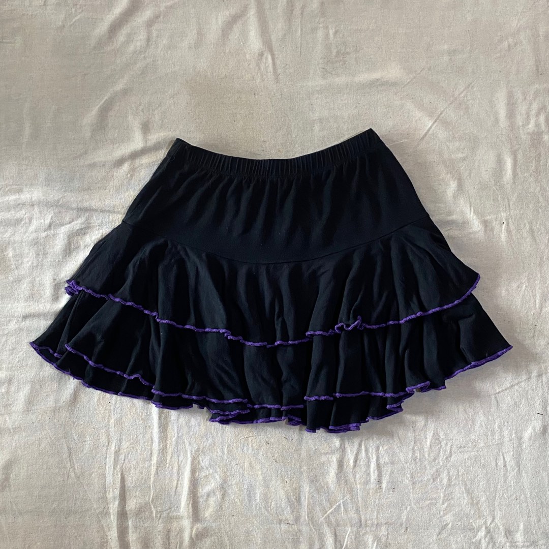 Scene CosplayGoth Emo black and purple Skirt, Women's Fashion, Bottoms ...