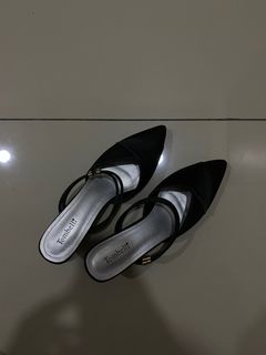 VOIR SUEDE BLACK & GOLD HEELS #RHD80, Women's Fashion, Footwear, Heels ...