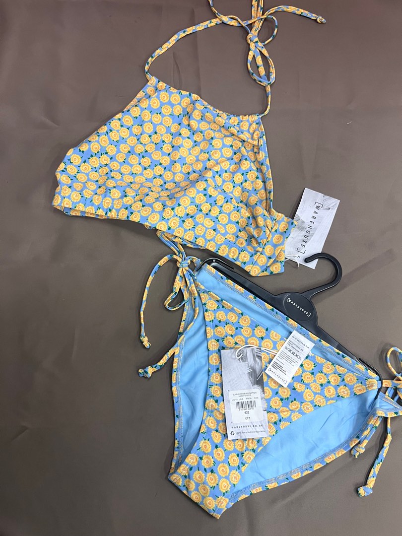 WAREHOUSE SUNFLOWER HALTER BIKINI, Women's Fashion, Swimwear, Bikinis ...