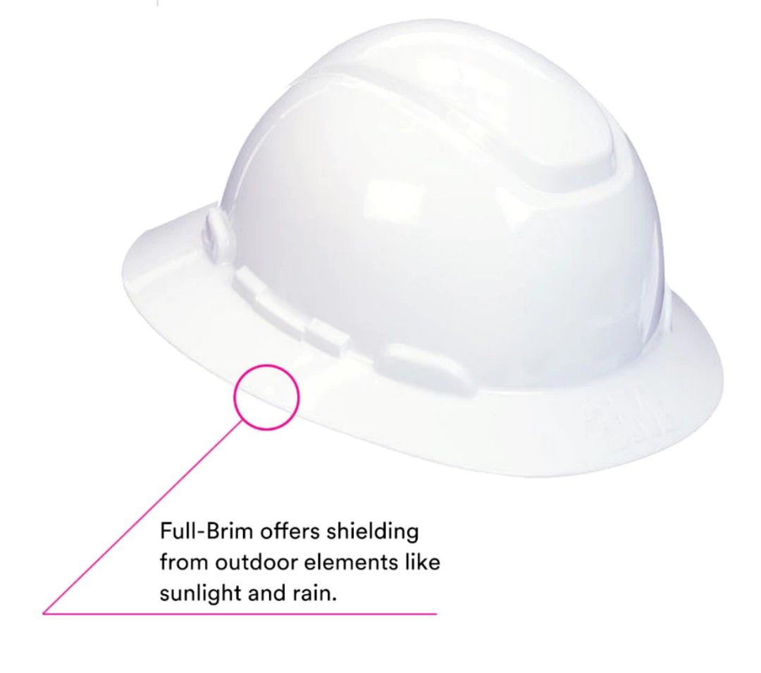 3M Safety Helmet Full Brim Dosh Sirim Approved Ratchet Type White, Men ...