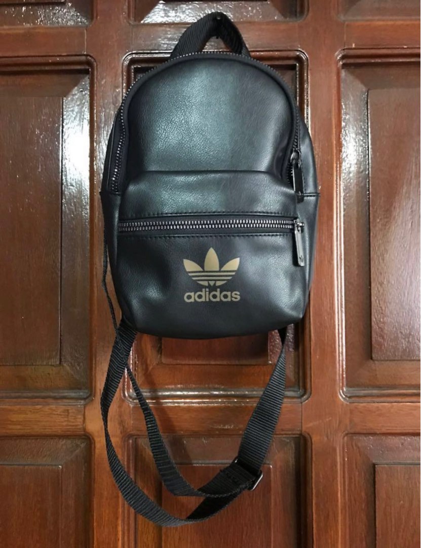 ADIDAS mini leather convertible backpack - black, Women's Fashion, Bags ...