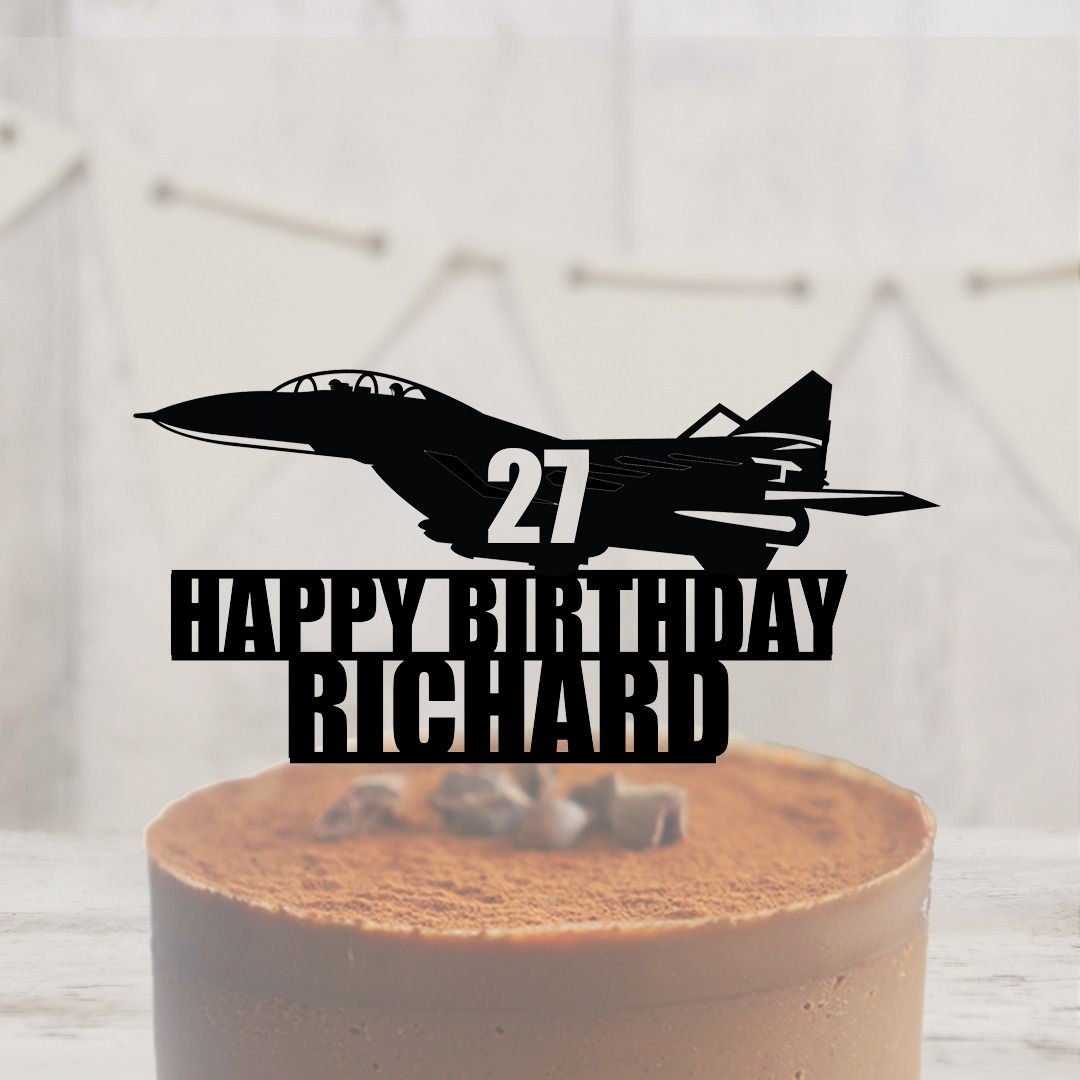 Aircraft Cake Topper Fighter Pilot Airplane Cupcake Toppers Banner ...