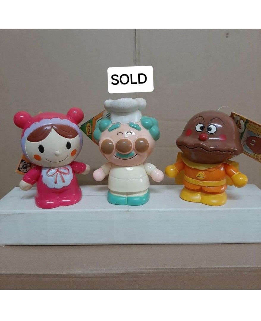 Anpanman Bread Man Cartoon Anime Vintage Soft Vinyl Squeaky Toy Coin ...