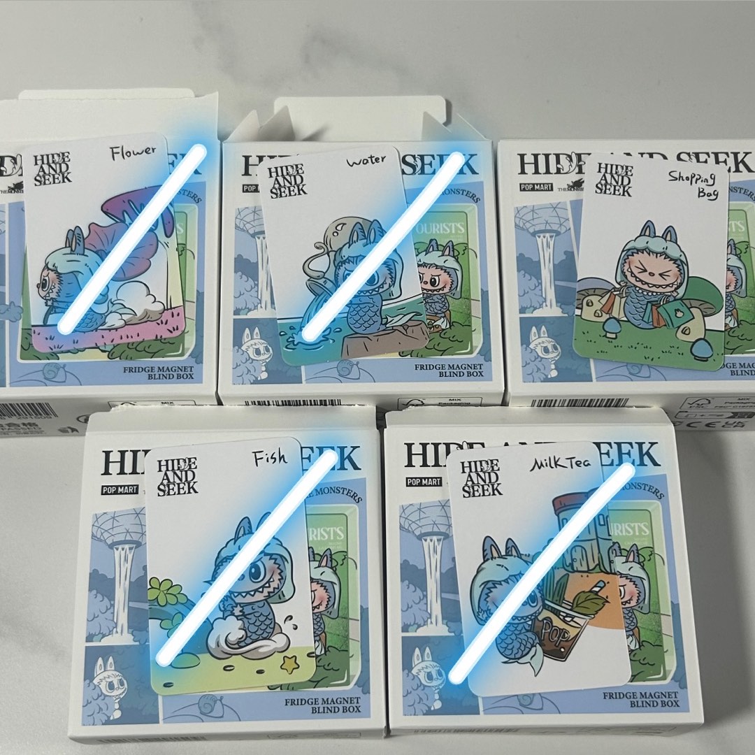 BNIF Popmrt Labubu Hide and Seek Magnet Labubu Merlion, Hobbies & Toys ...