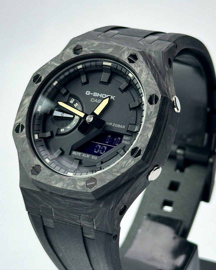 Custom Original Mod G-Shock Black Forged Carbon Fullset GA2100, Men's ...