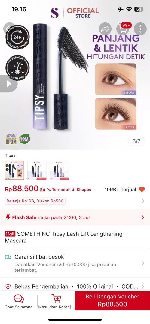 (HARGA NET! NO NEGO!) SOMETHINC MASKARA TIPSY, Kesehatan & Kecantikan ...