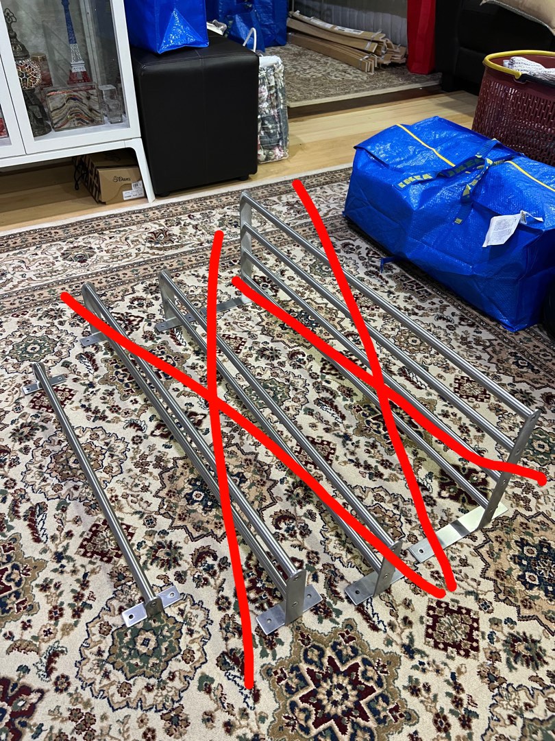 IKEA GRUNDTAL wall shelf with towel rail, stainless steel preloved ...