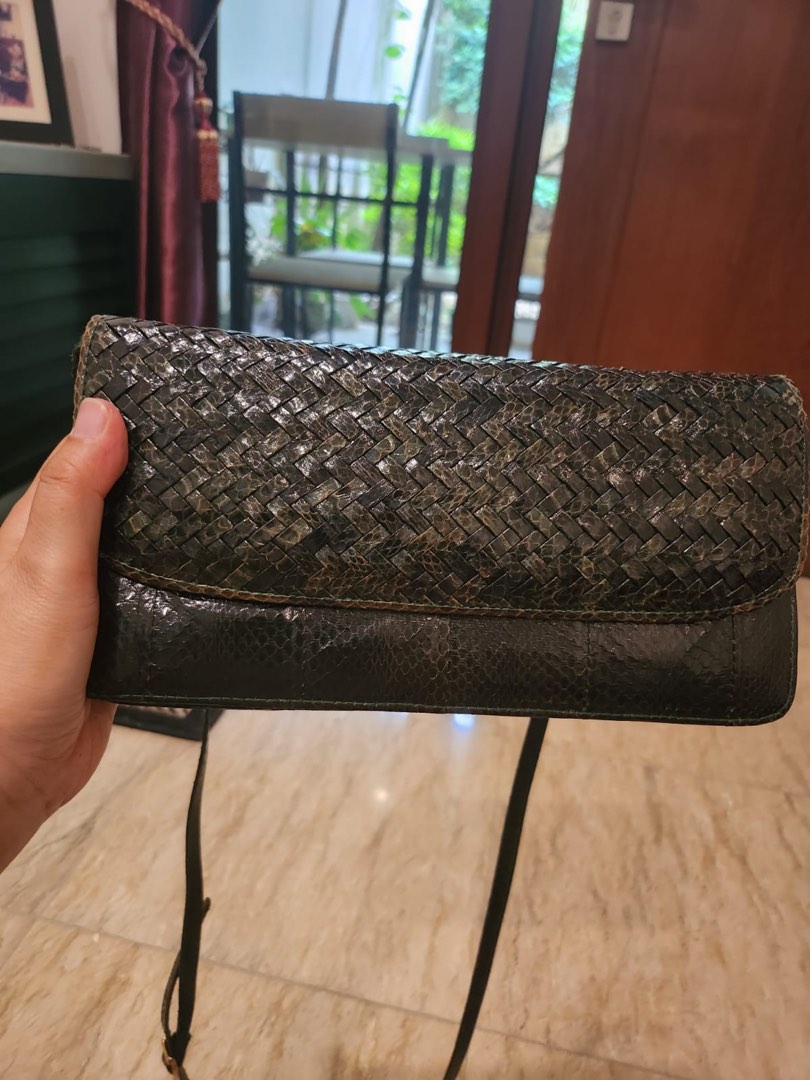 Leather Sling Bag (motif ular), Fesyen Wanita, Tas & Dompet di Carousell