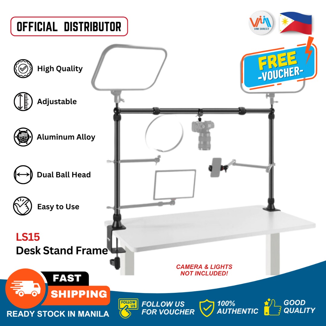 LS15 Overhead Camera Mount Rig with Dual Ball Head Super Clamp Phone ...