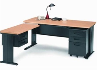 L-shape W/ Modesty & Hanging Drawer & Side Executive Table : NFT-BW002 ...