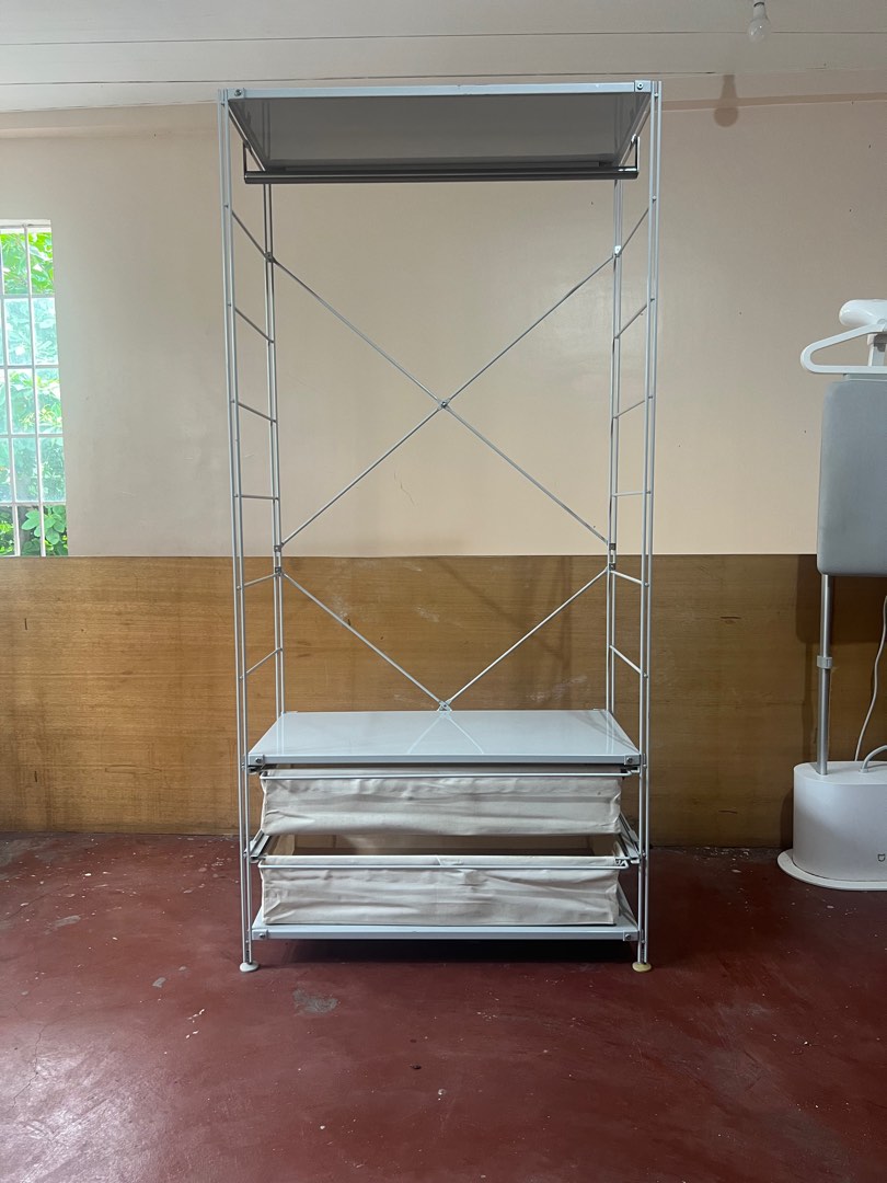 MUJI unit Shelf in White with Drawers and hanger, Furniture & Home ...