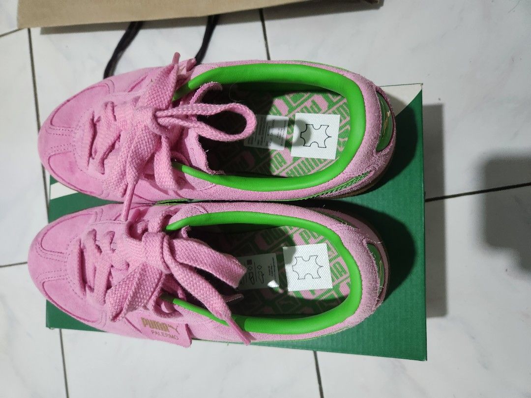 Puma palermo pink-green ukuran 39, Fesyen Wanita, Sepatu di Carousell