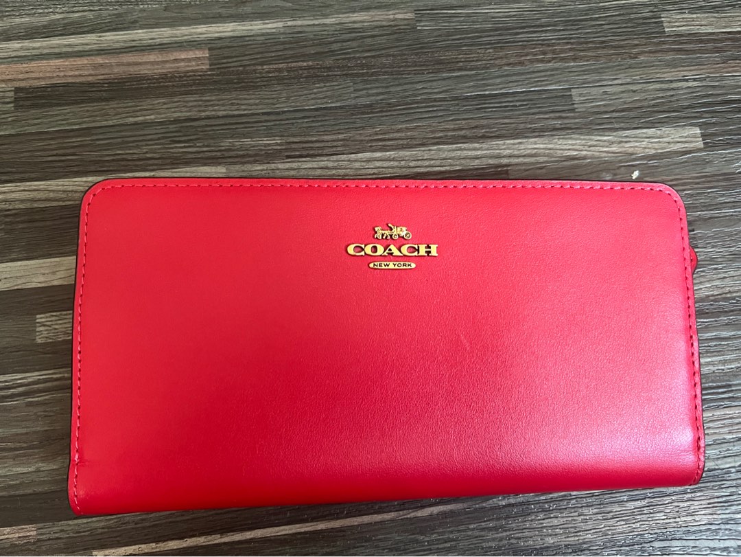 Red Coach Leather Wallet, Women's Fashion, Bags & Wallets, Wallets ...