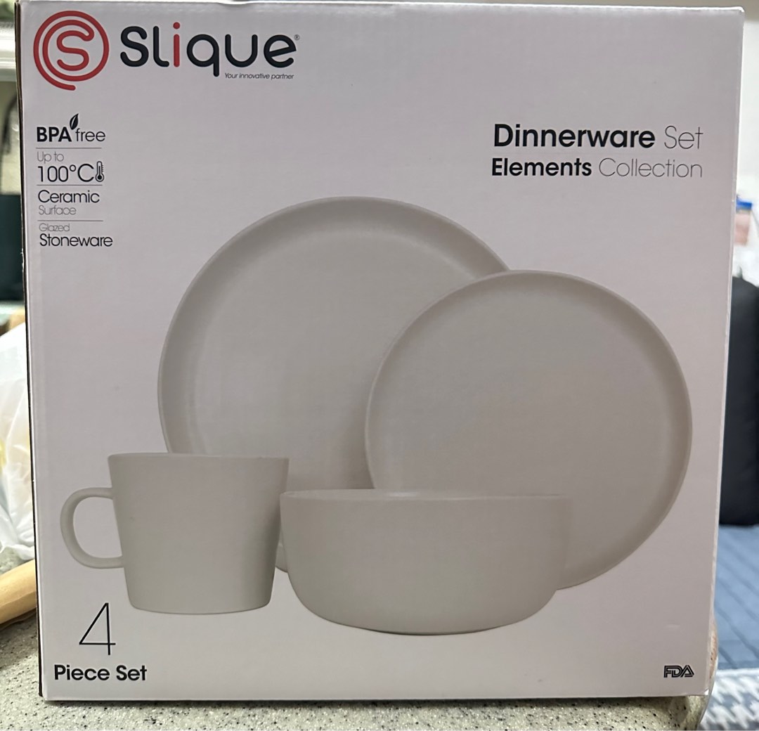 Slique dinnerware set elements collection stoneware 4 piece set ...