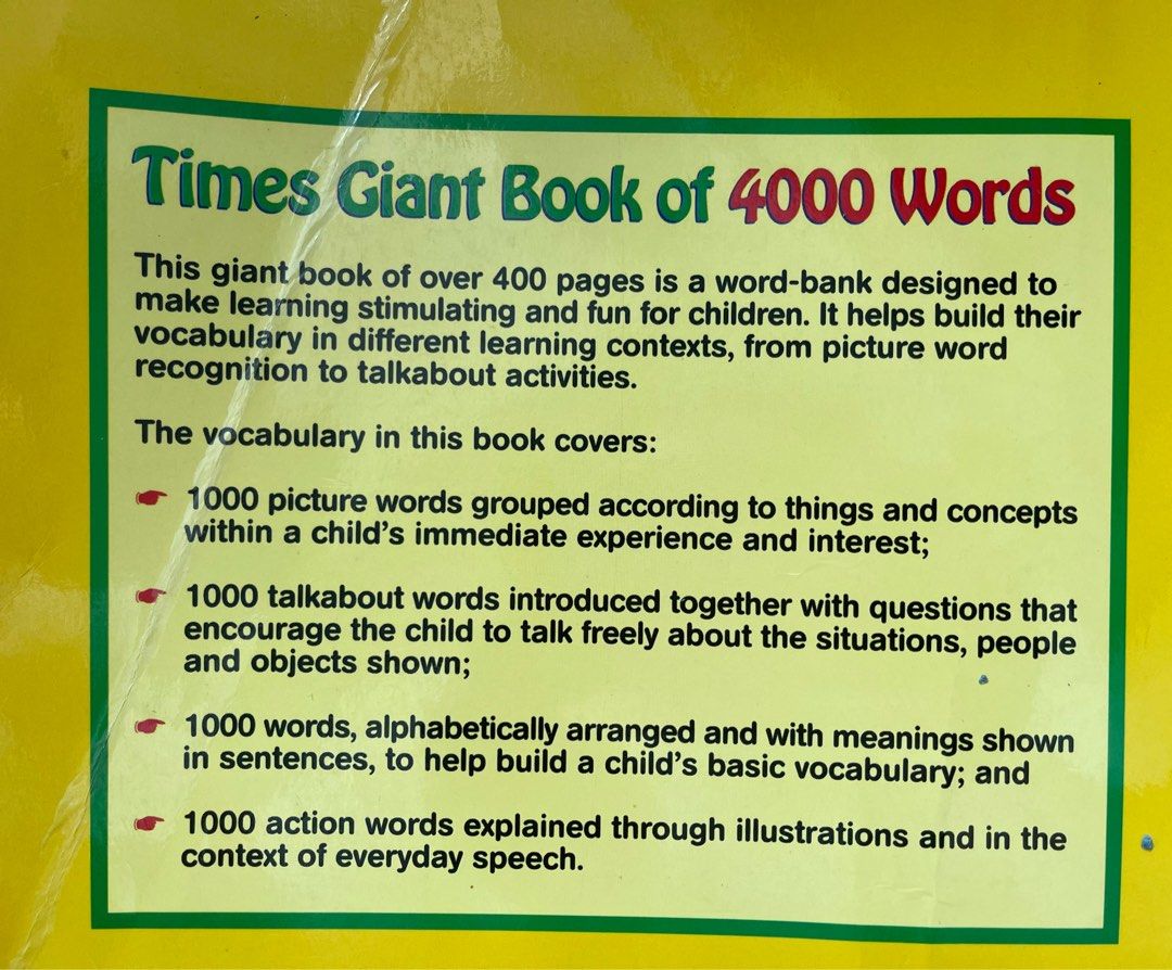Times giant book of 4000 words, 興趣及遊戲, 書本 & 文具, 小朋友書 - Carousell