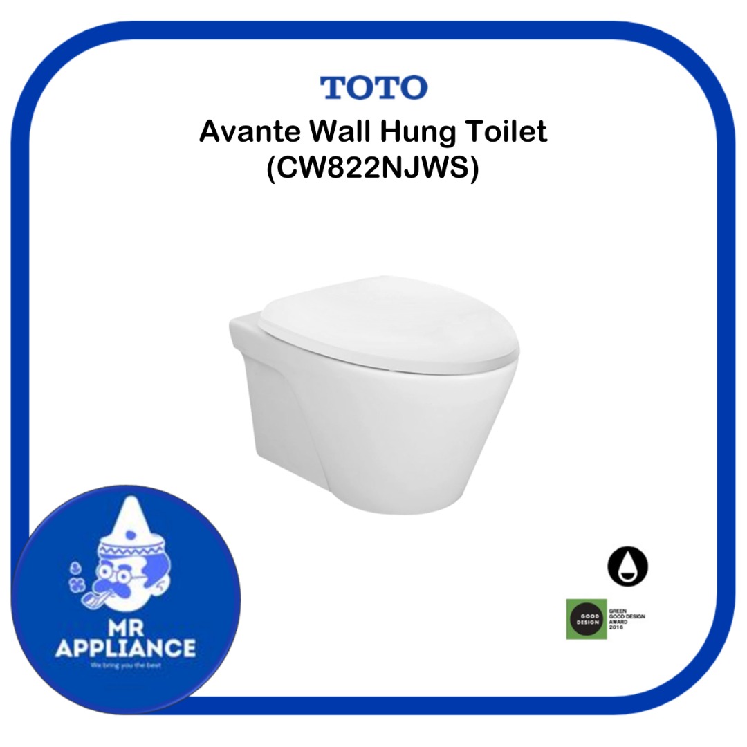 TOTO AVANTE WALL HUNG TOILET (WHITE) CW822NJWS, Furniture & Home Living ...