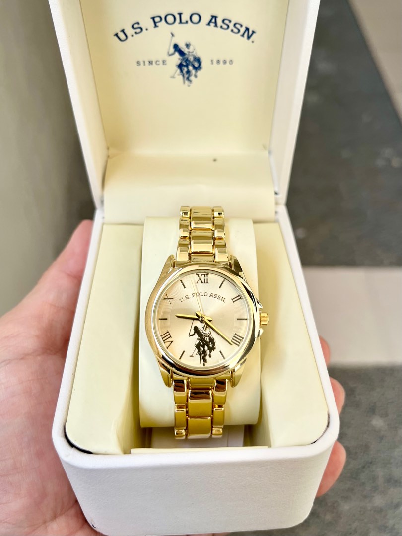 US POLO ASSN Women’s Quartz Gold Watch, Women's Fashion, Watches ...