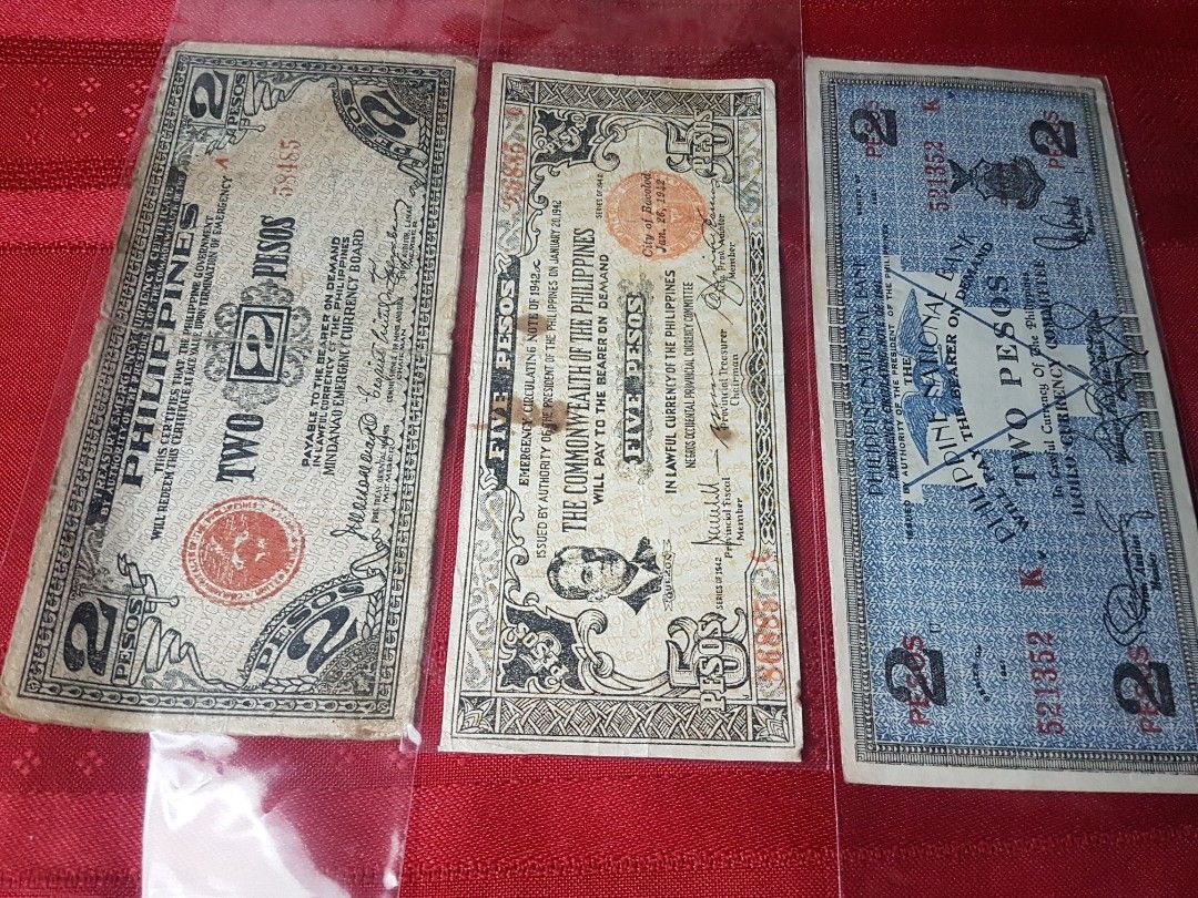 TAKE ALL 1940s PHILIPPINE EMERGENCY BANKNOTES GUERILLA ANTIQUE VINTAGE ...