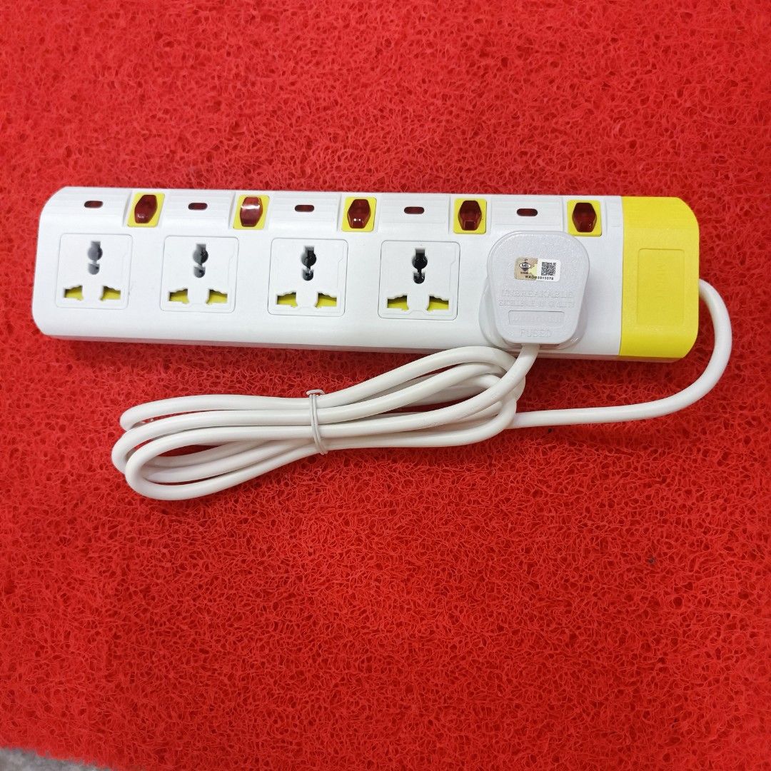 5 gang 2M Socket Sirim Approved Universal Multi plug Extension Trailing ...