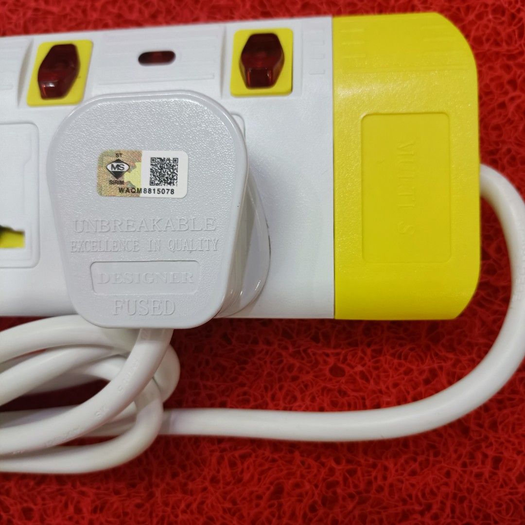 5 gang 2M Socket Sirim Approved Universal Multi plug Extension Trailing ...