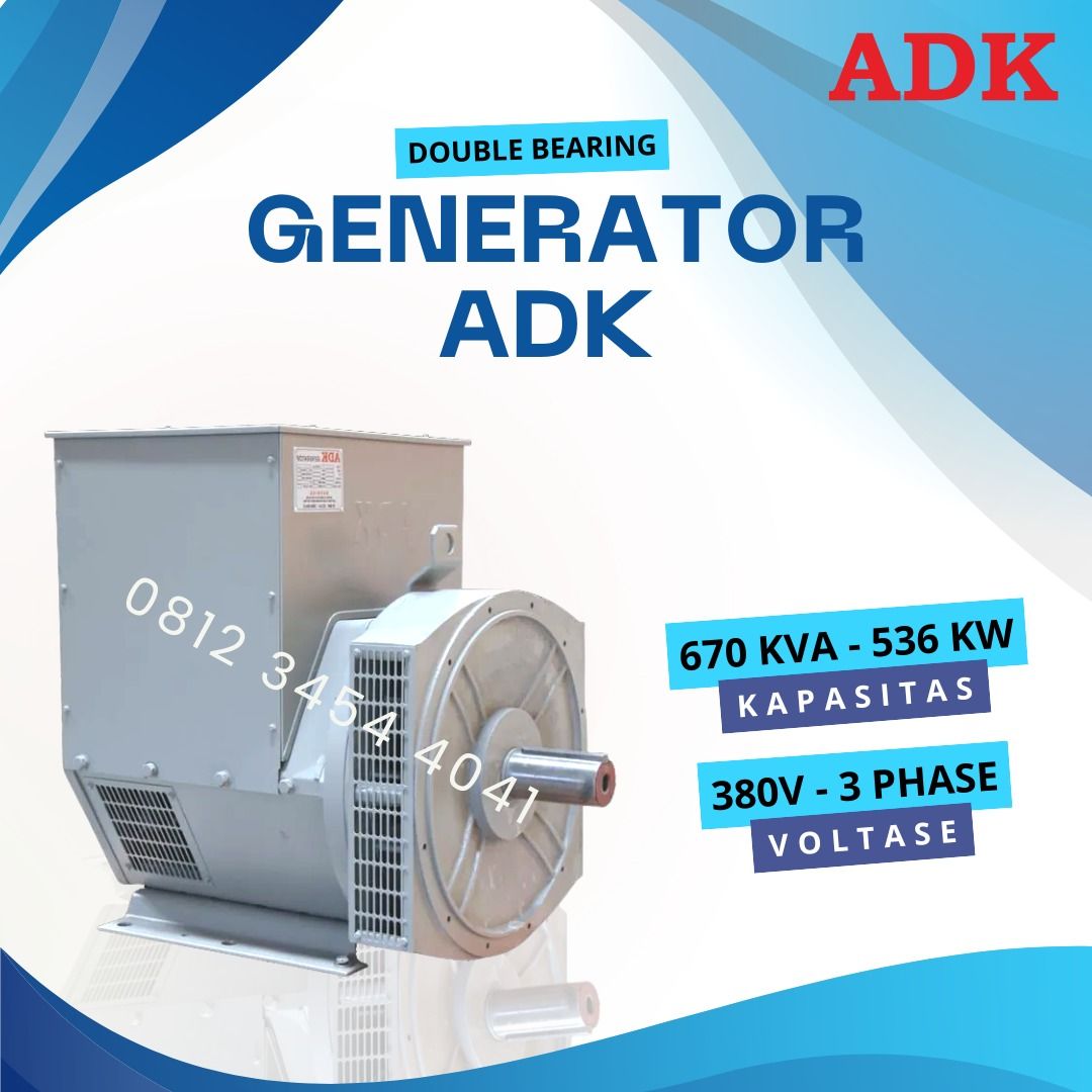 Alternator Listrik 670 KVA - Generator 536KW 3 Phase 50Hz ADK, Motor di Carousell