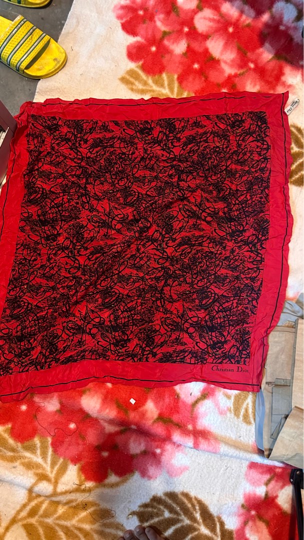 CHRISTIAN DIOR RED SILK SCAFT, Women's Fashion, Watches & Accessories ...