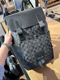COACH X Disney Track Pack 14 In Signature Jacquard With Mickey Mouse ...