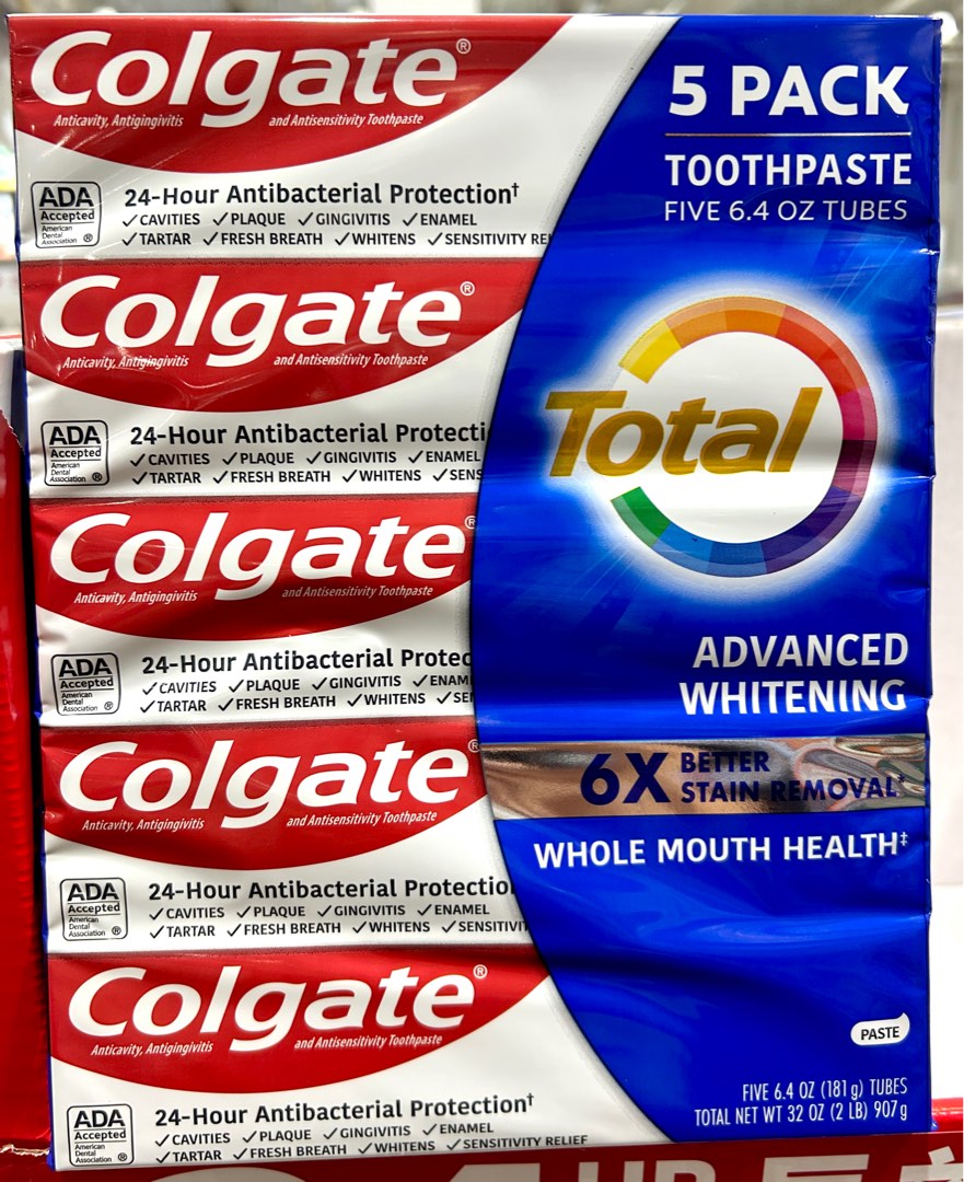 Costco好市多 Colgate 高露潔 全效潔白牙膏 181公克x5入 whitening, 香水、美妝、保養, 個人清潔保養在旋轉拍賣