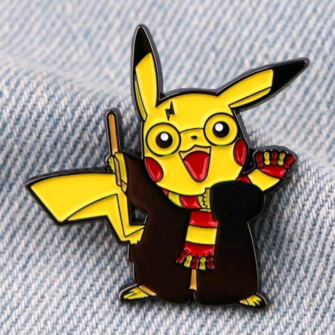 CUTE HARRY POTTER POKEMON PIKACHU WITH GLASSES PIN METAL ENAMAL BROOCH ...