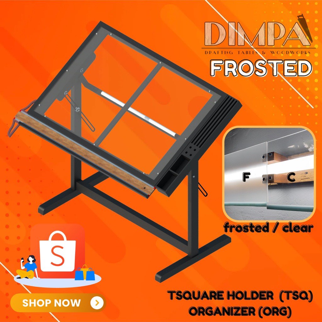 Drafting Table with organizer and frosted acrylic glass, Announcements ...