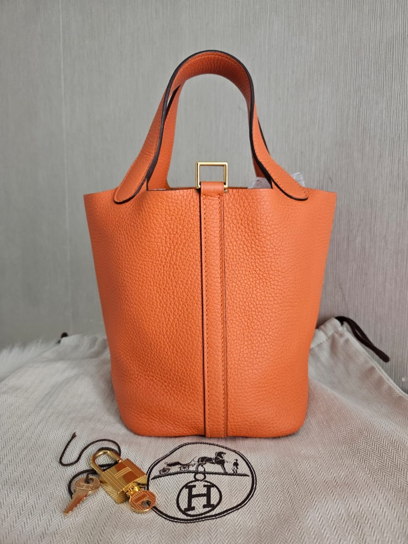 Excellent picotin 18 orange feu ghw stamp Y, Barang Mewah, Tas & Dompet ...