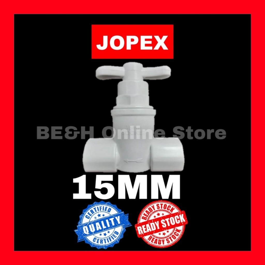 JOPEX 1/2" PVC Stop Cock SC01W (T-Handle) Stopcock 15mm Faucet Kepala ...