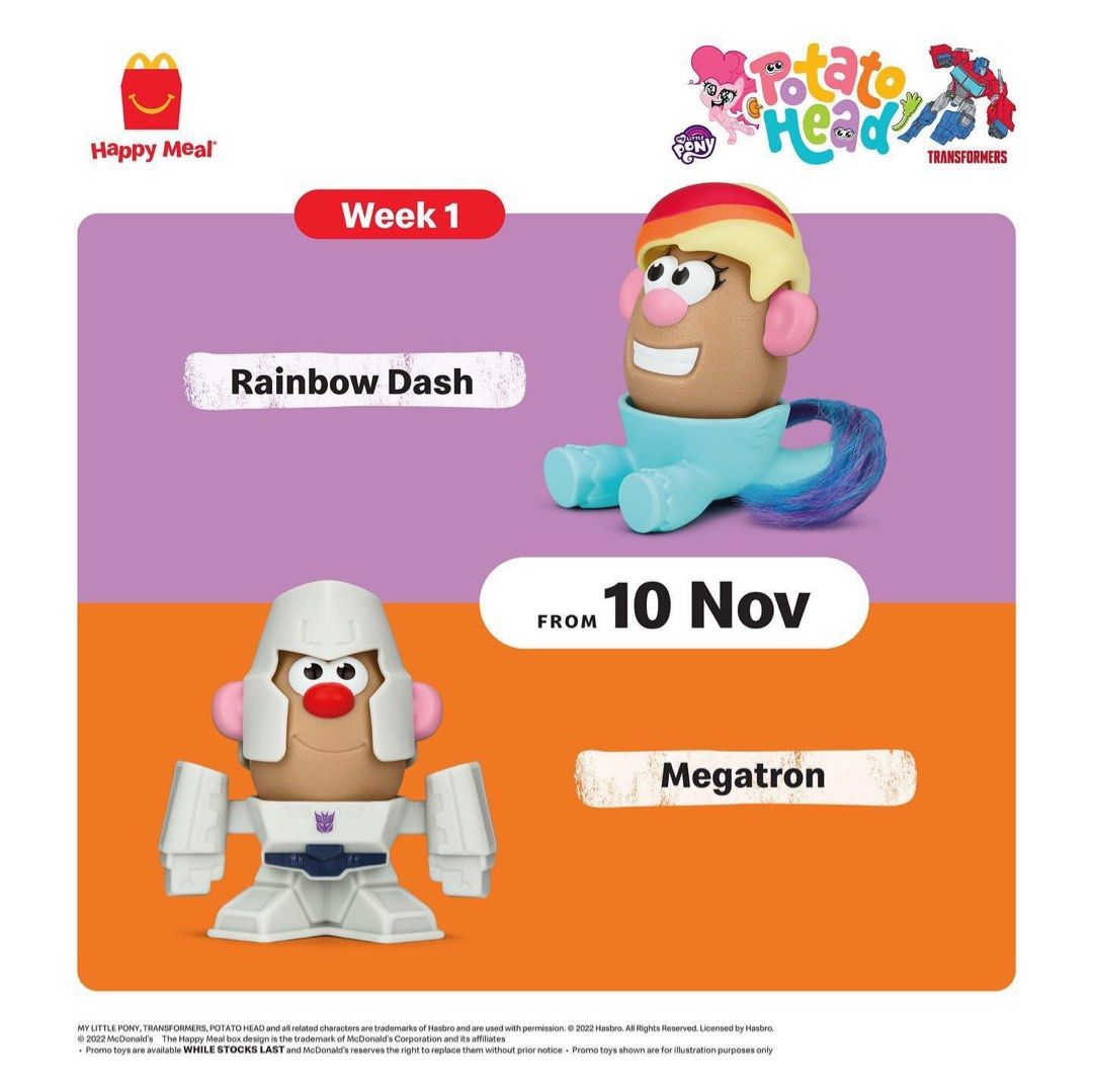 McDonald's Happy Meal Potato Head My Little Pony and Transformers ...