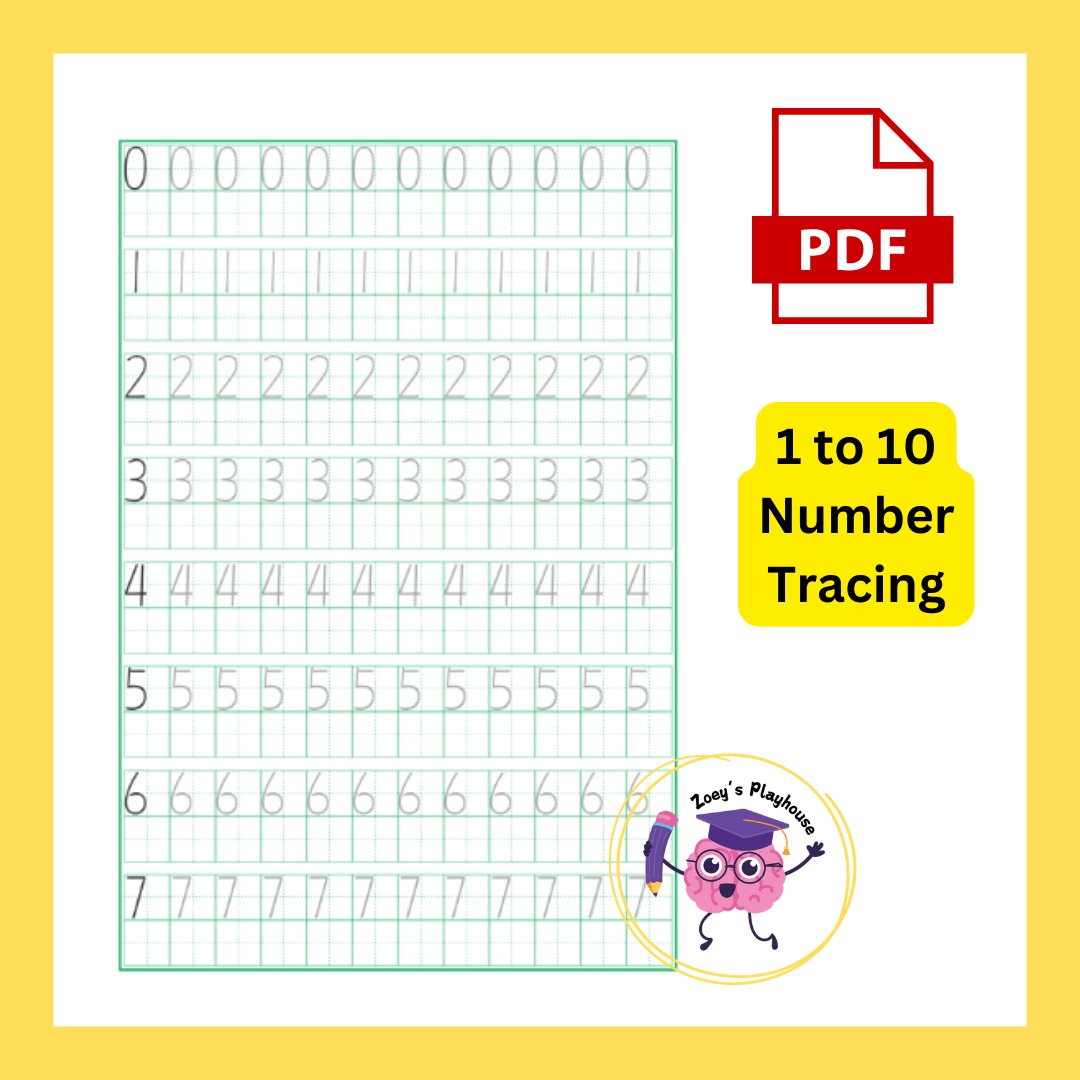 [PDF] Number Tracing 1 to 10 Pre School Kindergarten Tadika Taska Tulis ...