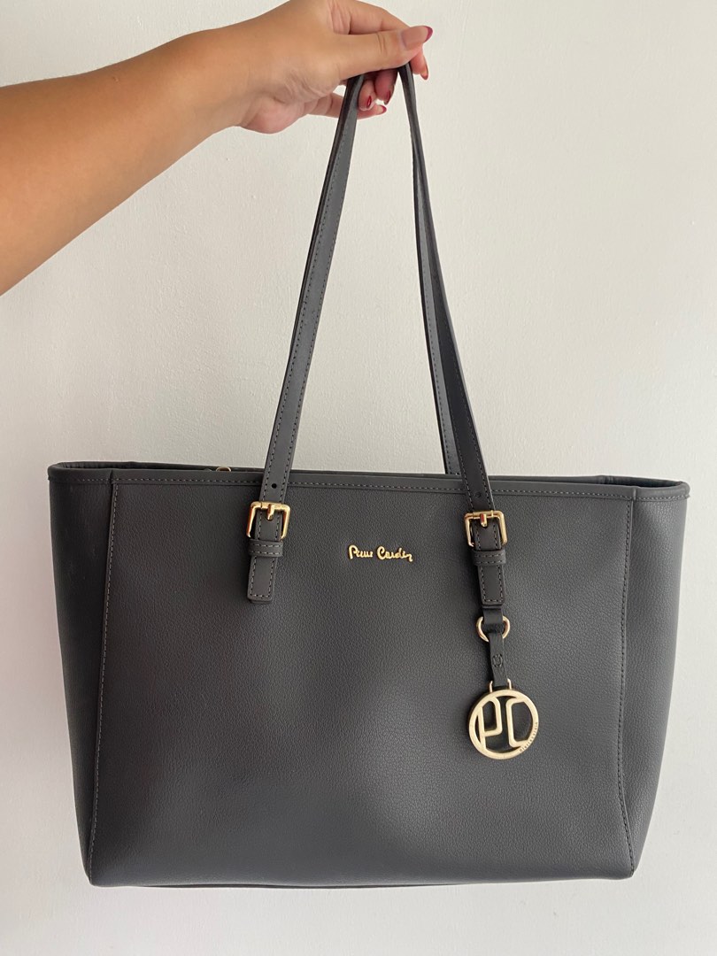 Pierre Cardin Leather Tote Bag in Gray, Luxury, Bags & Wallets on Carousell
