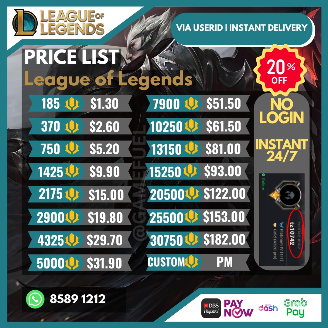 📢PROMO [20% OFF] [10K RP $61]🔥100% CHEAPEST League of Legends RP PC ...