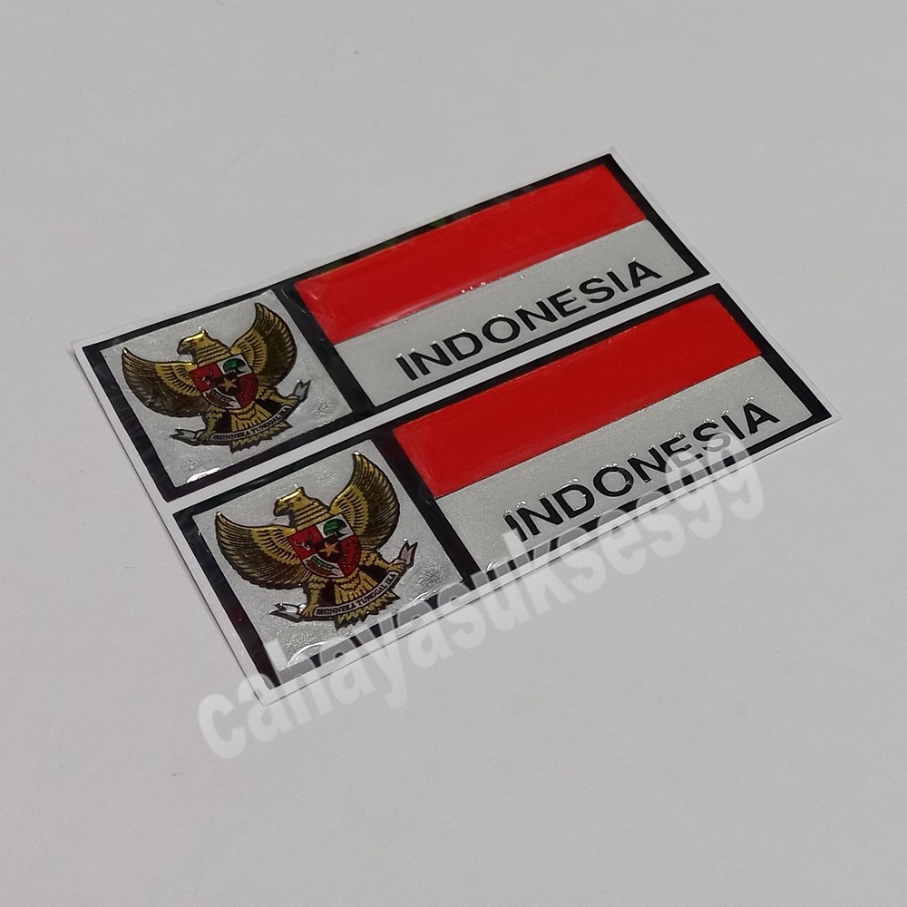 Sticker Mobil Timbul Emblem Bendera Merah Putih Garuda RI Segi 4 Stiker ...
