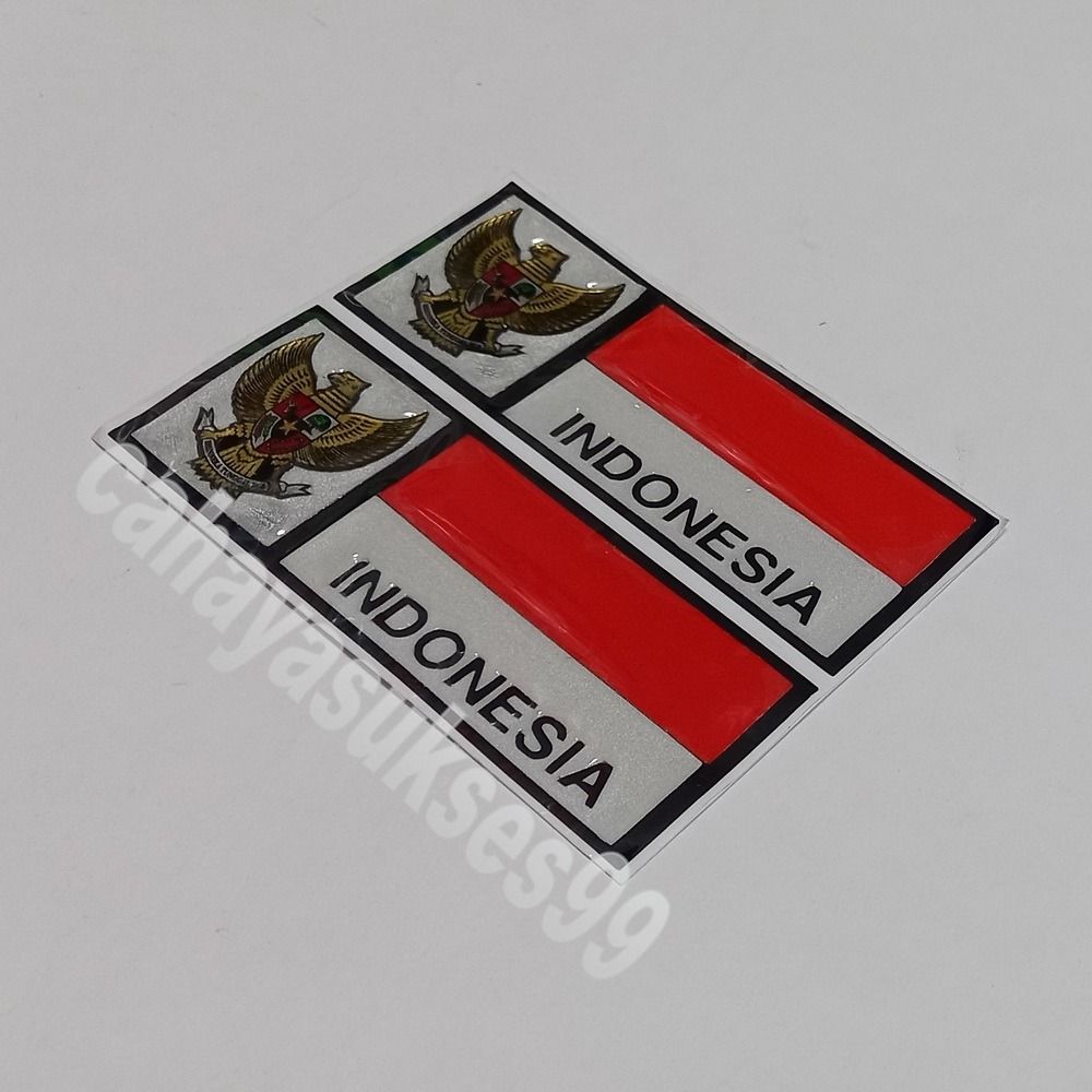 Sticker Mobil Timbul Emblem Bendera Merah Putih Garuda RI Segi 4 Stiker ...