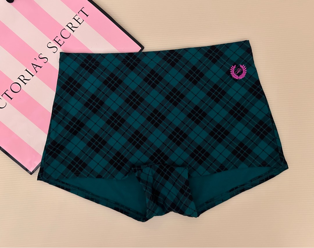 Victoria’s Secret Green Checked Boyshorts Panty, Women's Fashion, New ...
